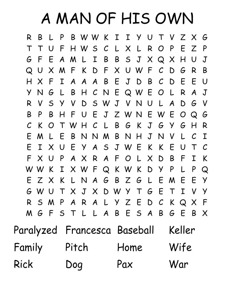A MAN OF HIS OWN Word Search - WordMint