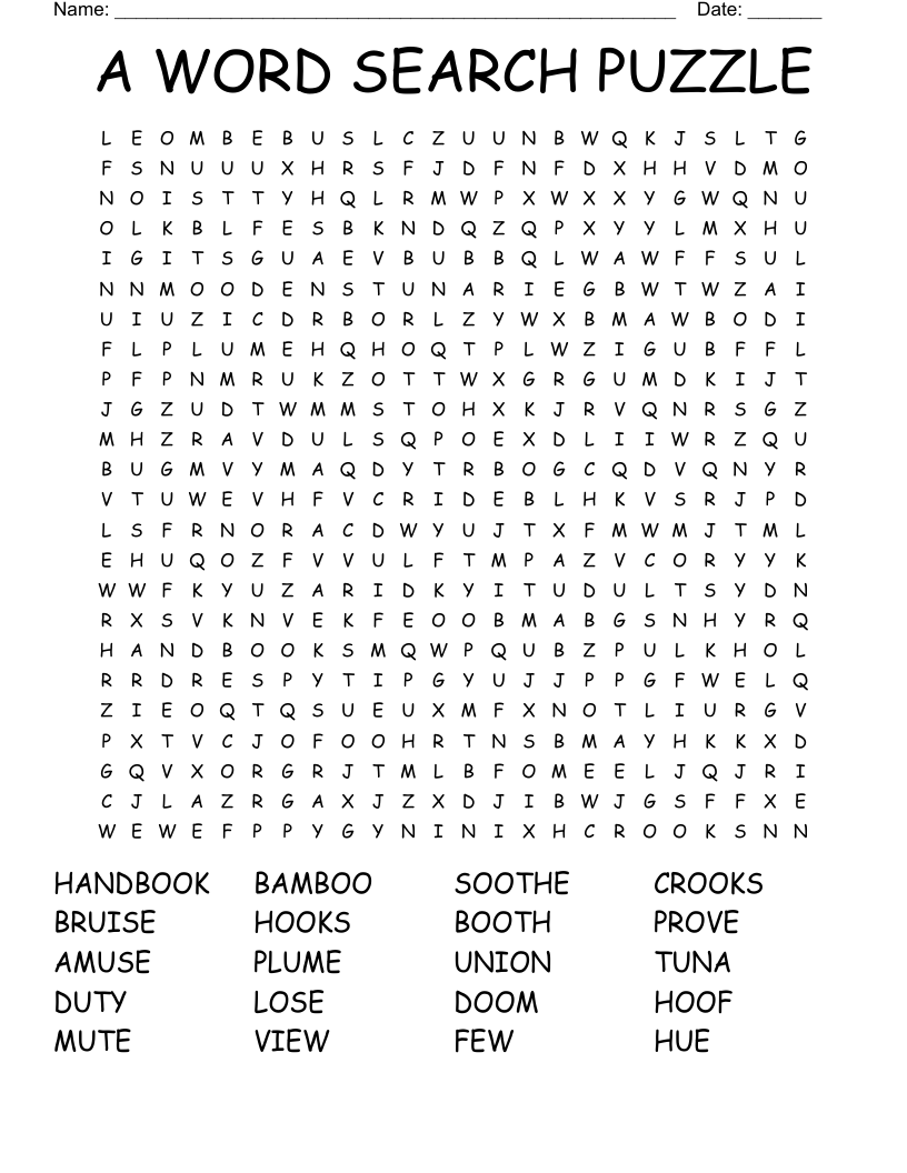 Words Word Search Puzzle Diagram ZOHAL