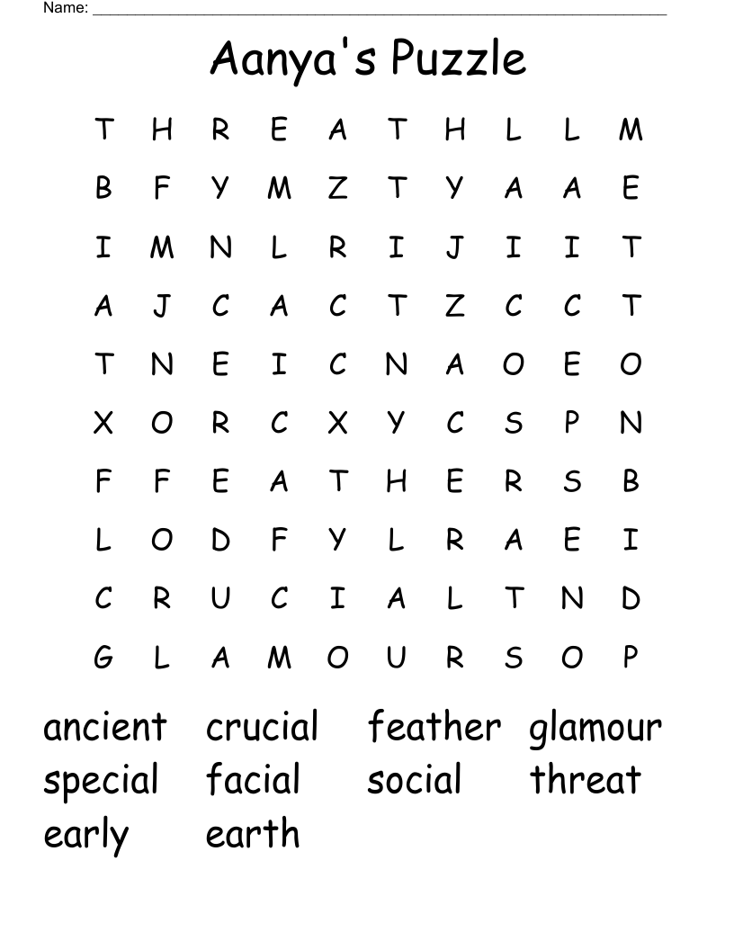 Aanya's Puzzle Word Search - WordMint