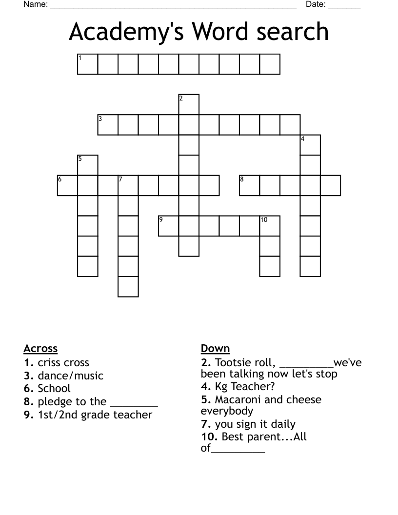 Academy's Word search Crossword - WordMint