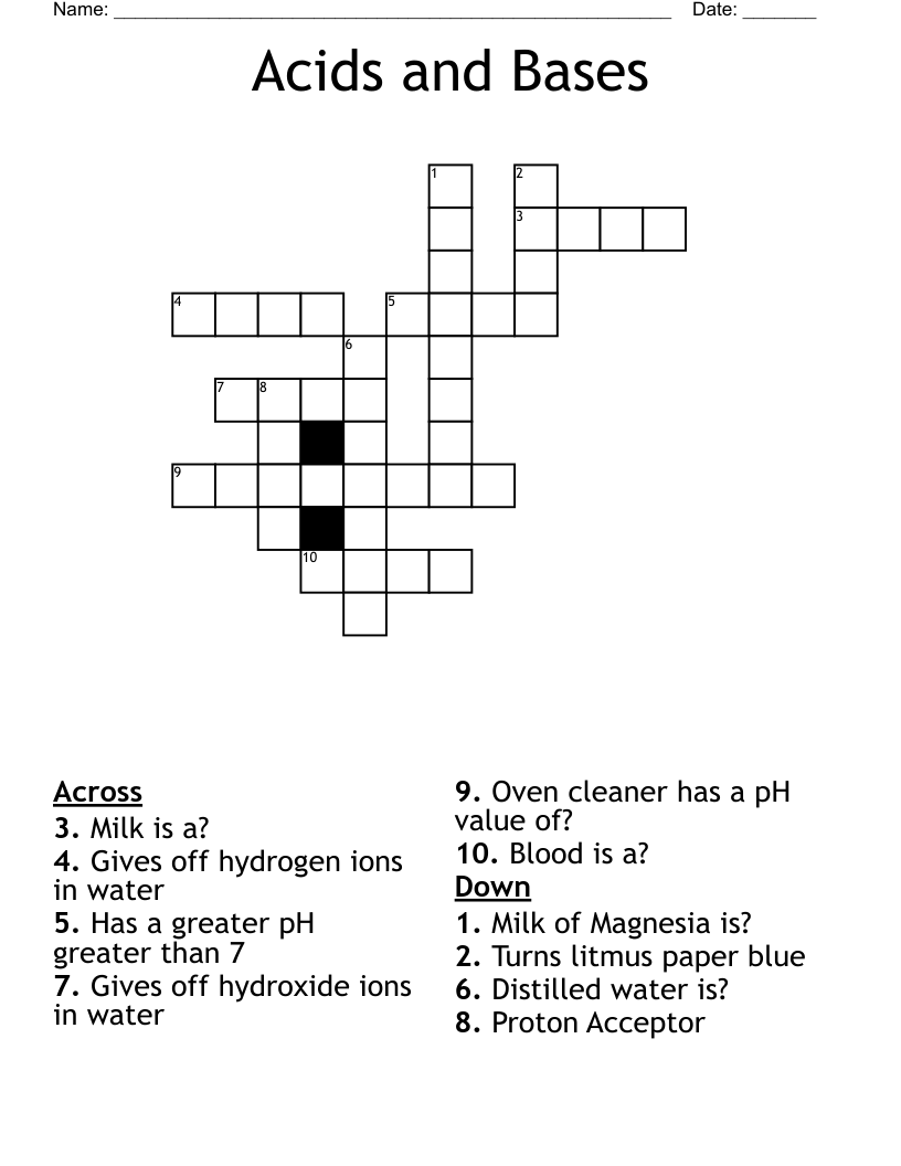 Acids and Bases Crossword - WordMint