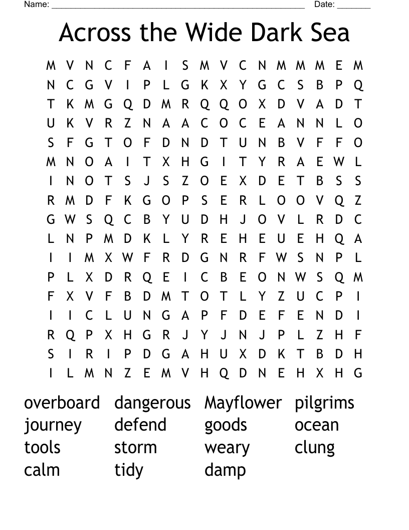 Across the Wide Dark Sea Word Search - WordMint