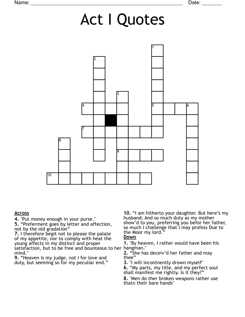 Act I Quotes Crossword - WordMint