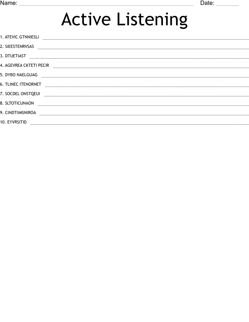 Active Listening Word Scramble - WordMint