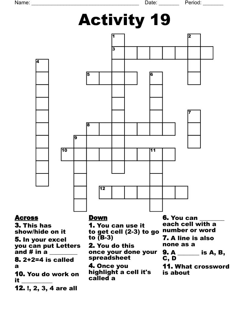 Activity 19 Crossword - WordMint
