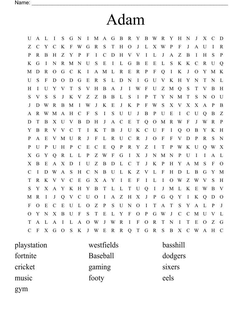 Adam Word Search - WordMint