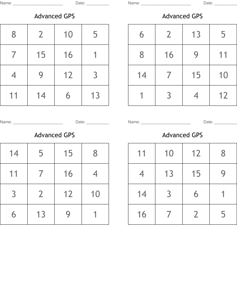 Advanced GPS Bingo Cards - WordMint