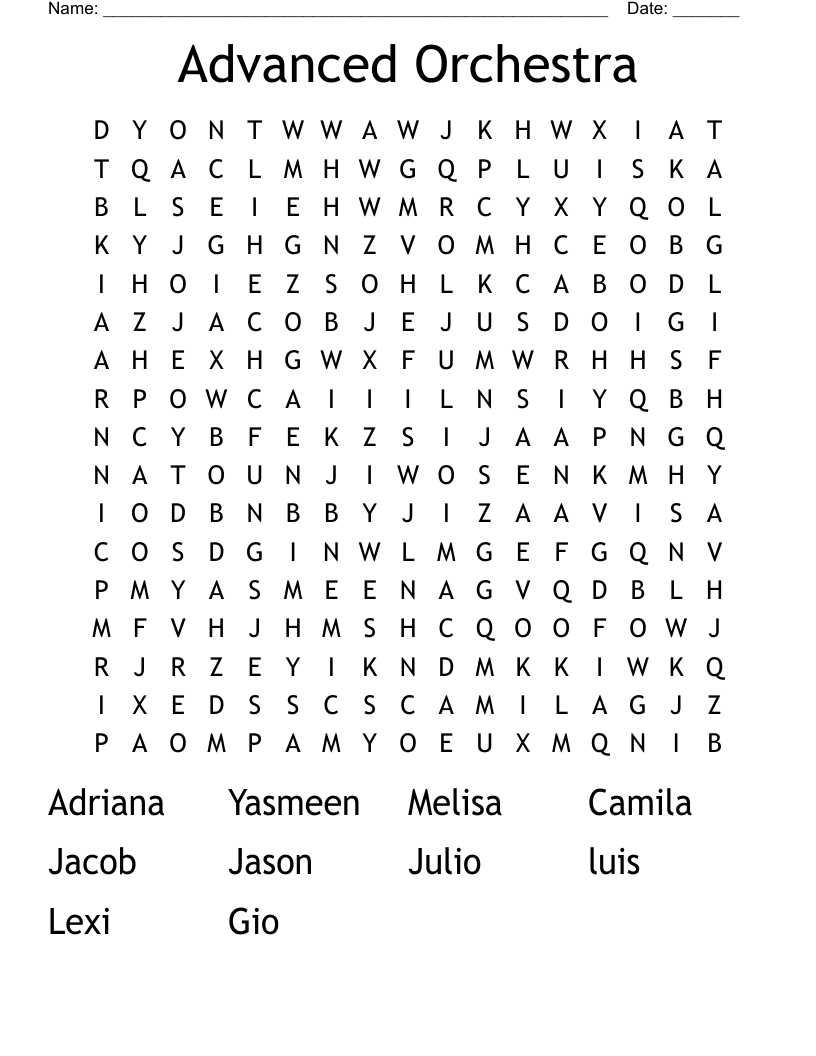 Advanced Orchestra Word Search - WordMint