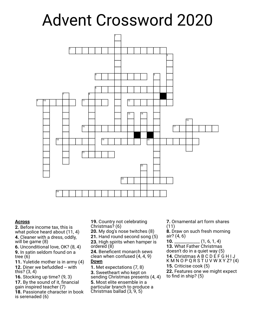 Advent Crossword 2020 - WordMint