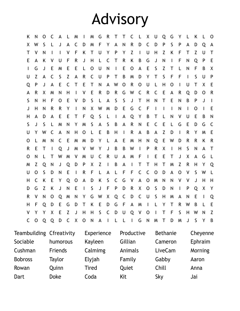 Advisory Word Search - WordMint