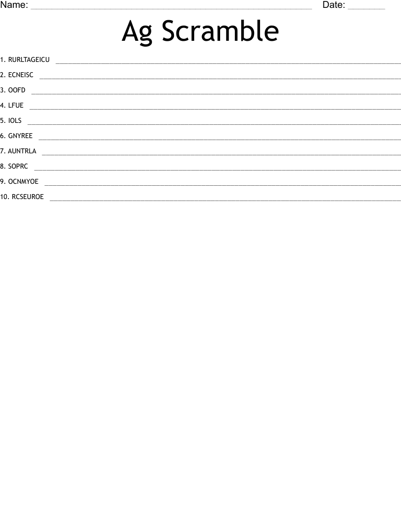 Ag Scramble - WordMint