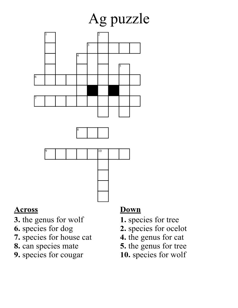 Ag puzzle Crossword - WordMint
