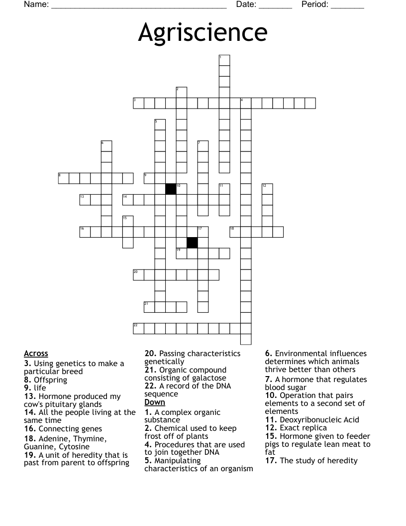 Agriscience Crossword - WordMint