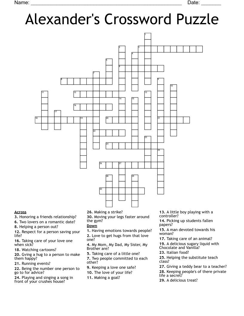 Alexander's Crossword Puzzle - WordMint