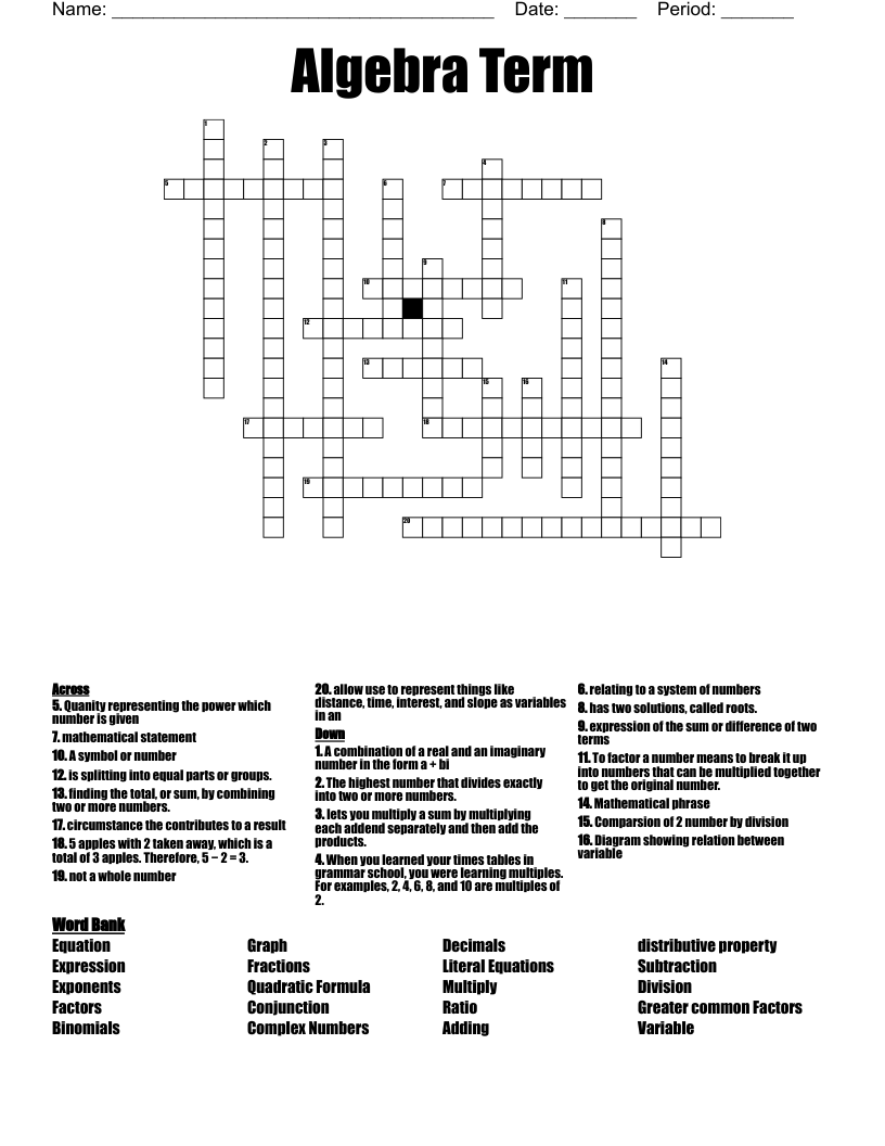 Algebra 20 Term Crossword Puzzle Crossword Puzzle Bank2home algebra-20-term-crossword-puzzle-crossword-puzzle-bank2home