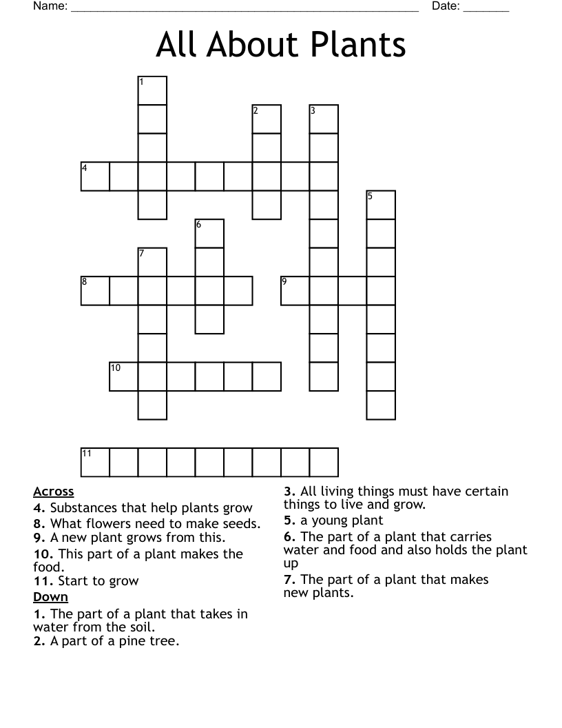 All About Plants Crossword - WordMint