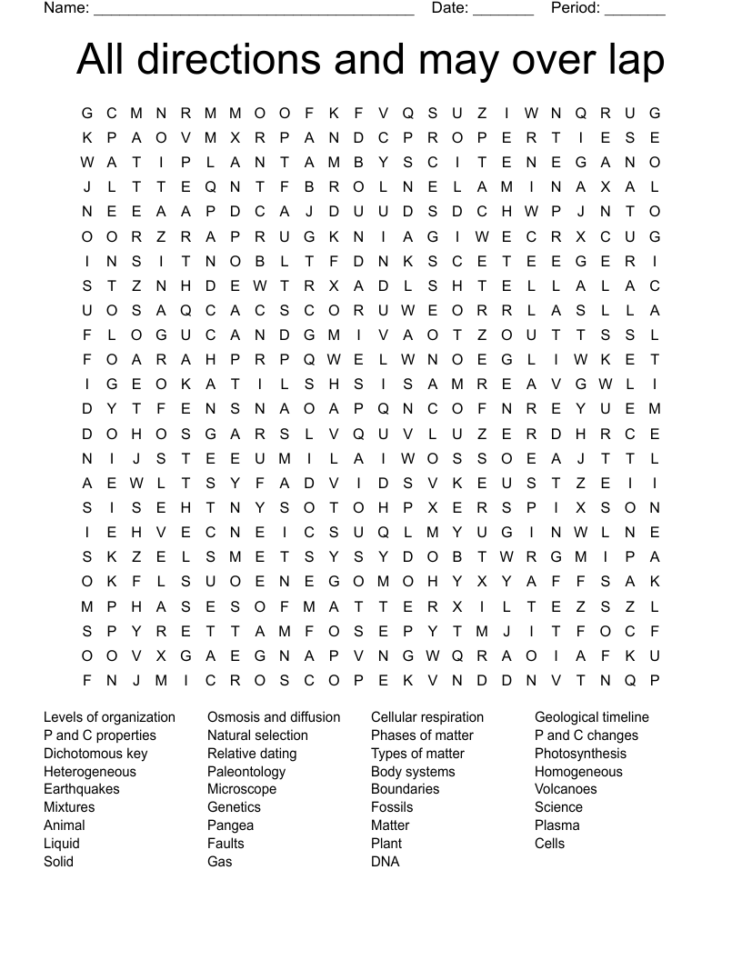 All directions and may over lap Word Search - WordMint