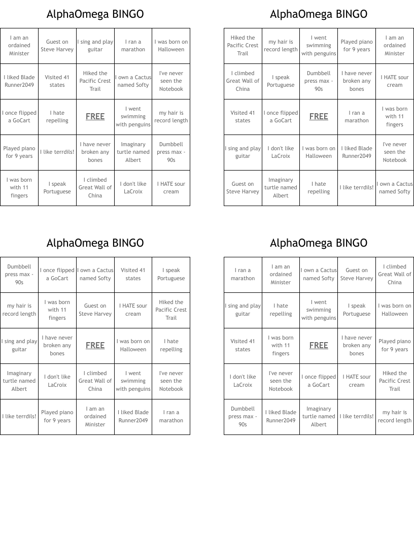AlphaOmega BINGO - WordMint