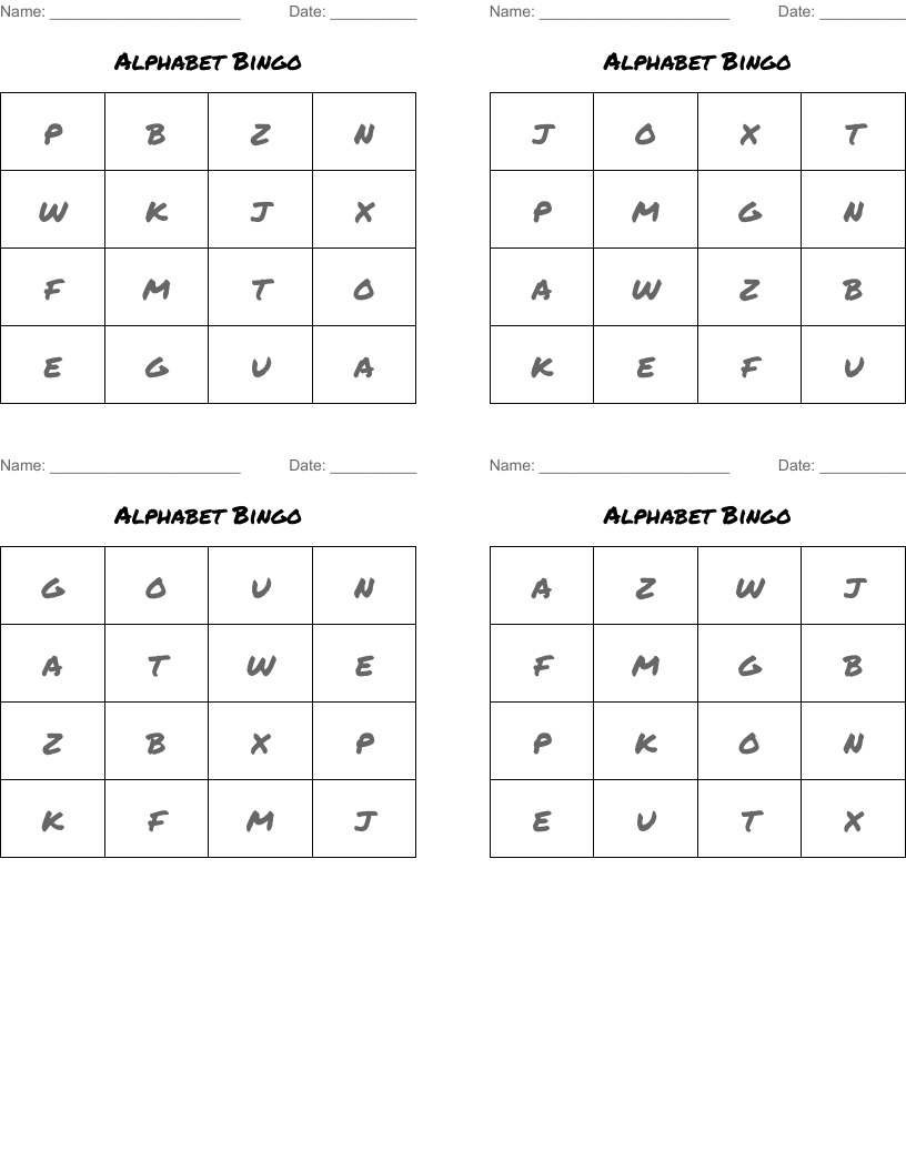 Alphabet Bingo - WordMint