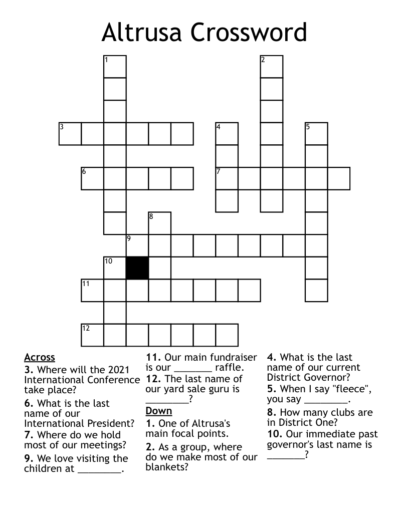Altrusa Crossword - WordMint