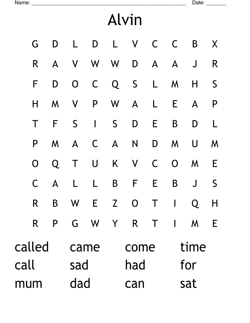 Alvin Word Search - WordMint
