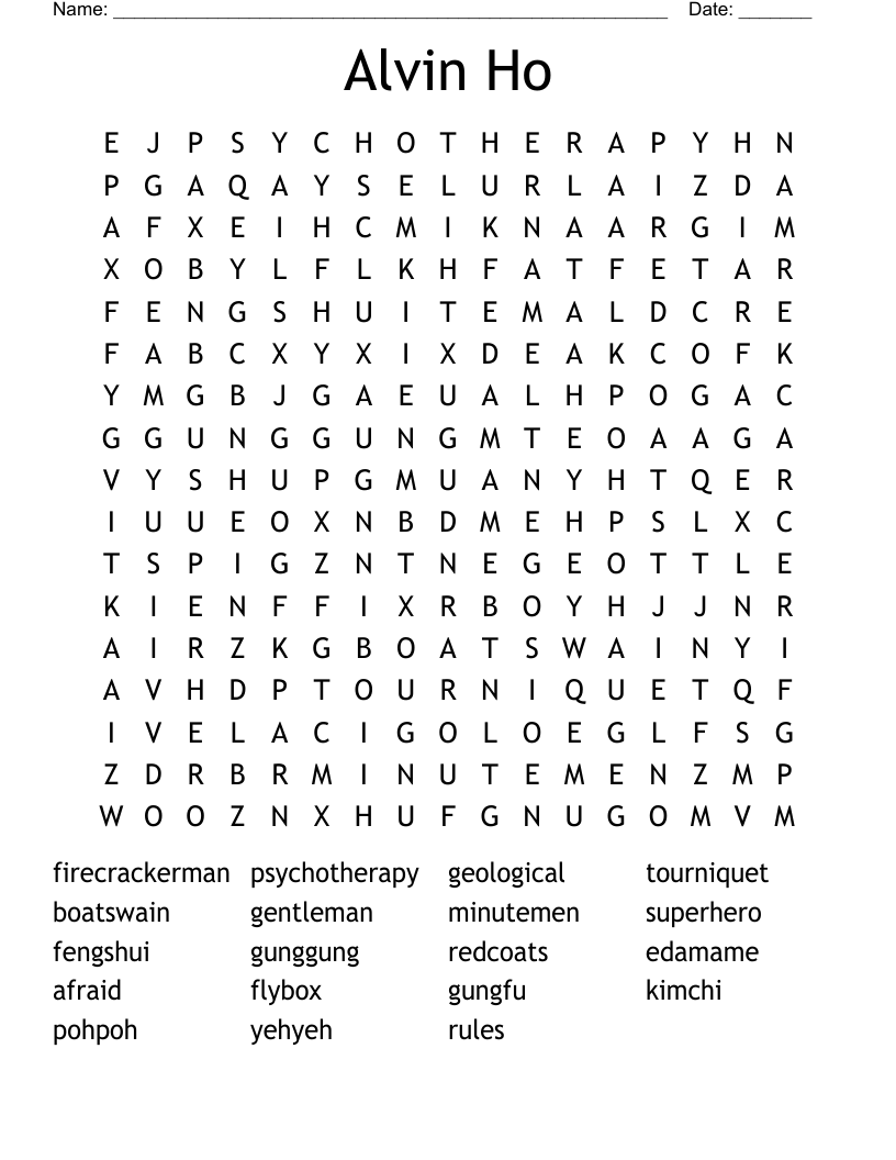 Alvin Ho Word Search - WordMint