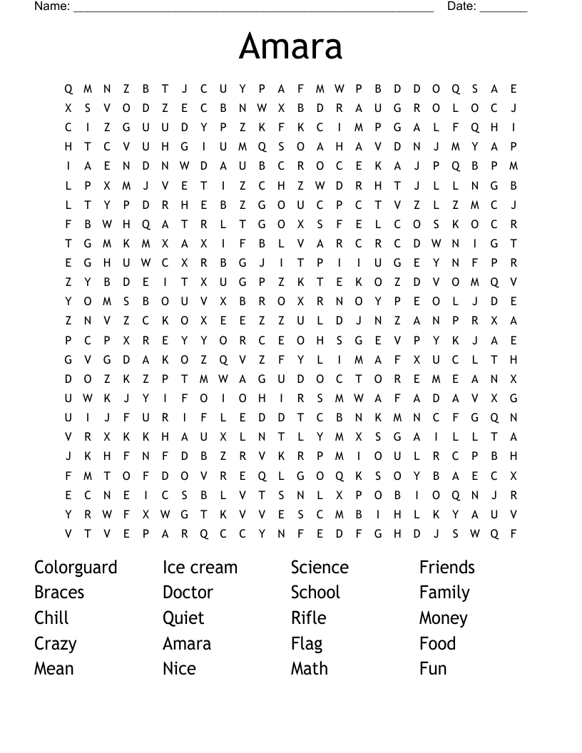Amara Word Search - WordMint