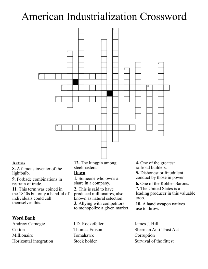 American Industrialization Crossword WordMint american-industrialization-crossword-wordmint