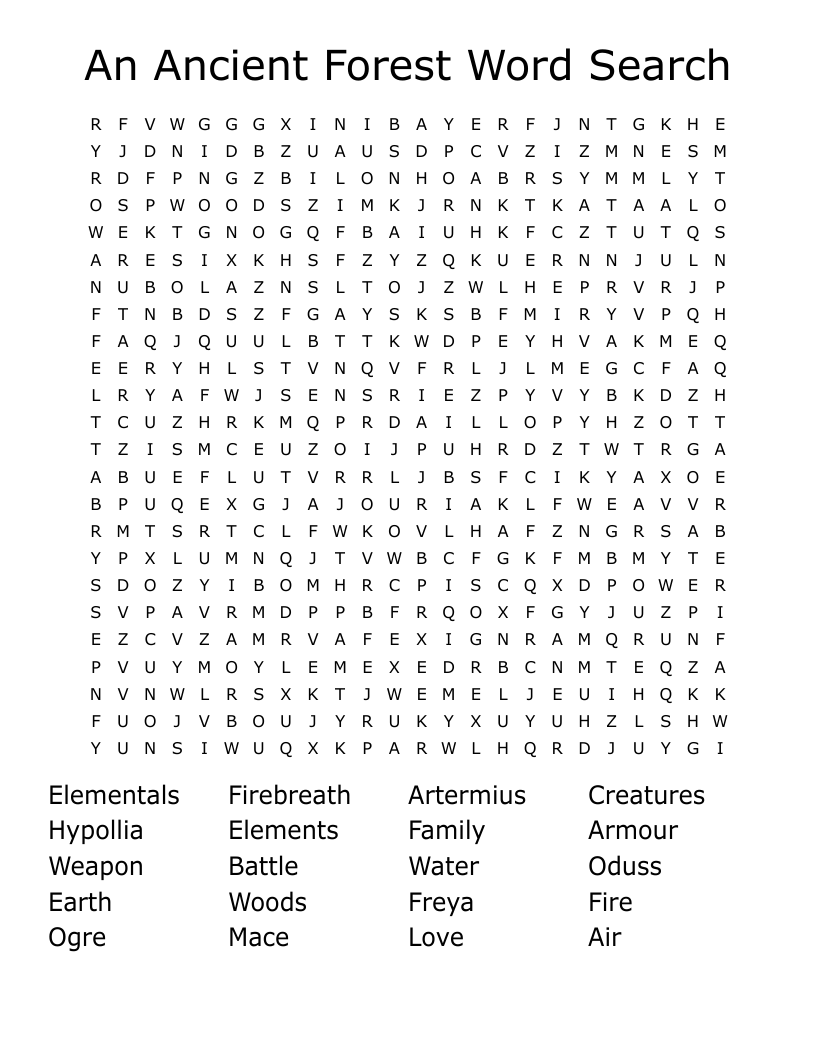 An Ancient Forest Word Search - WordMint