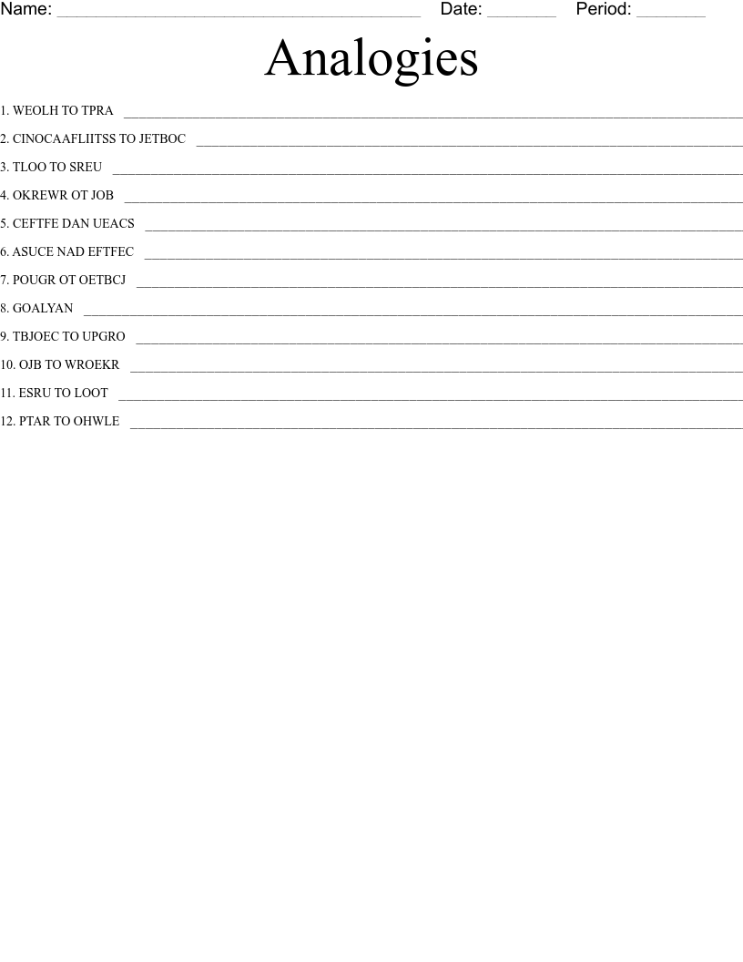 Analogies Word Scramble - WordMint