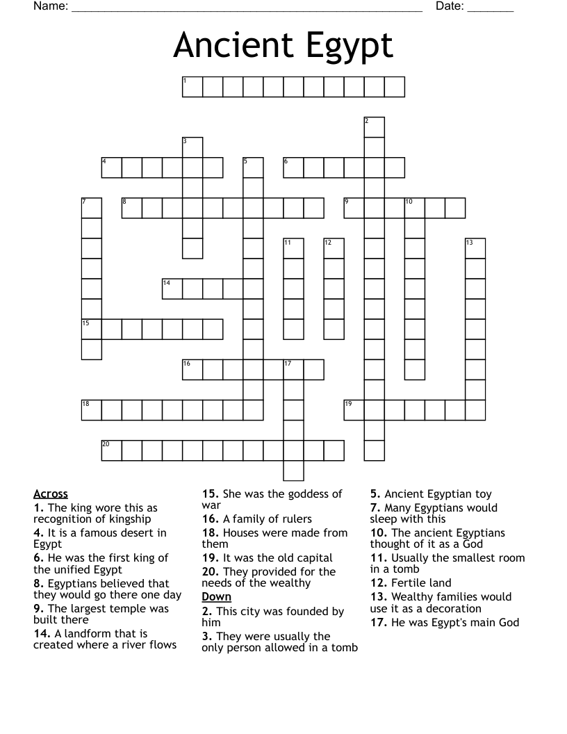 Ancient Egypt Crossword - WordMint
