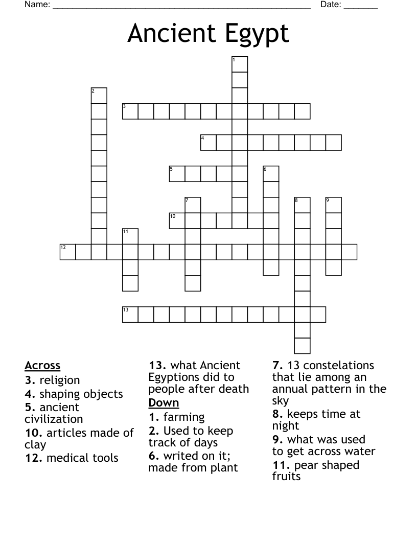Ancient Egypt Crossword - WordMint