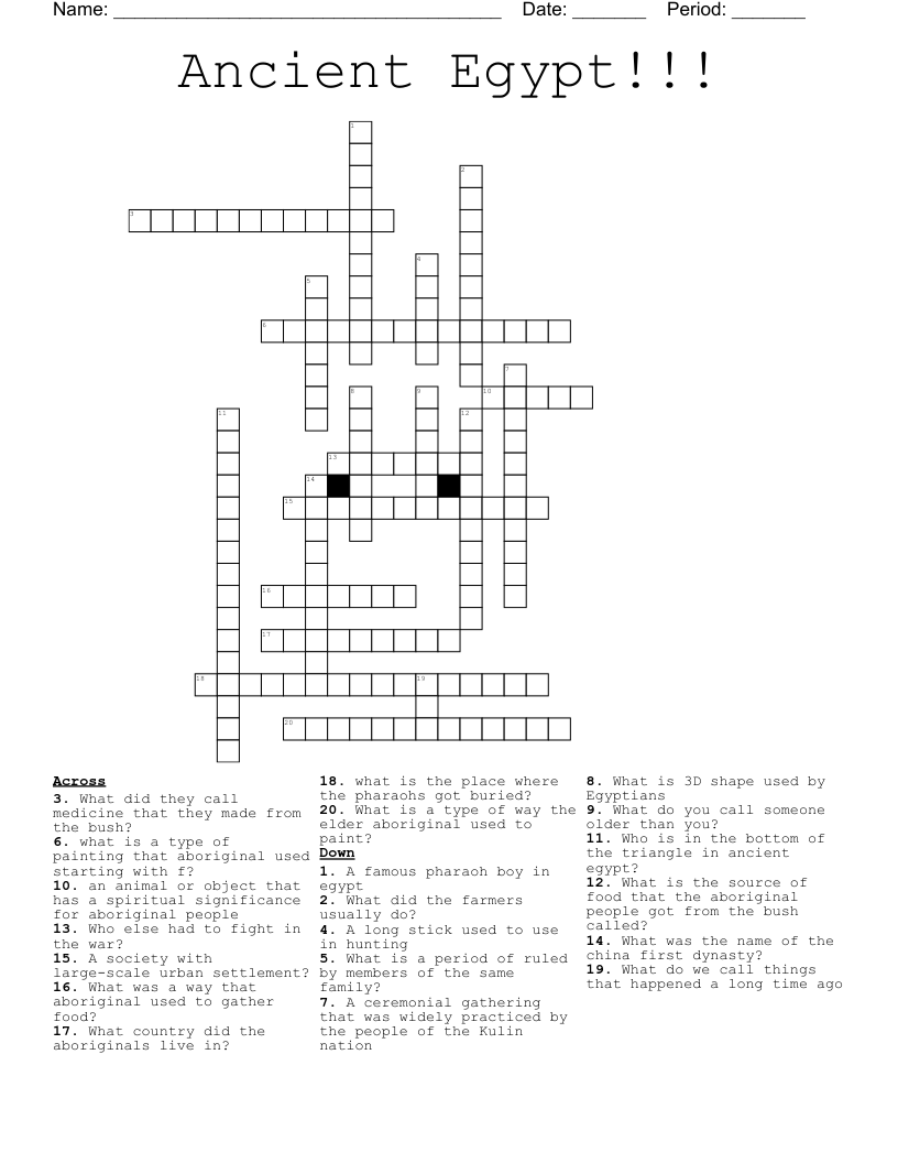 Ancient Egypt!!! Crossword - WordMint