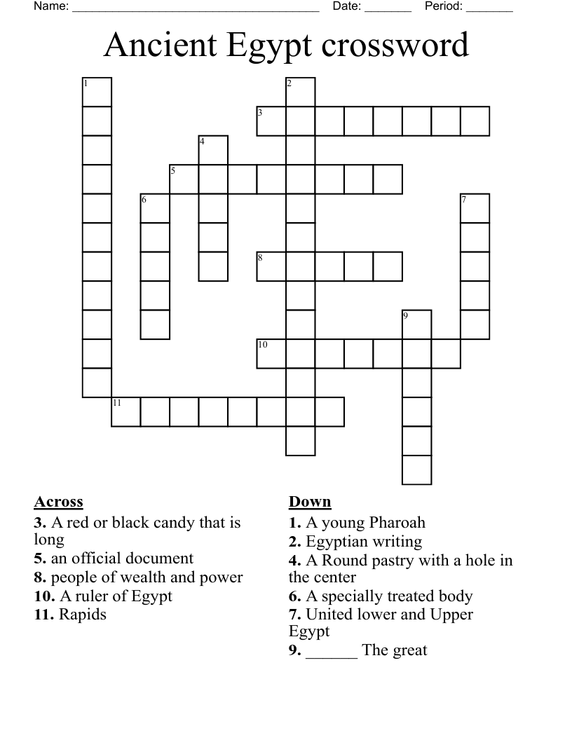 Ancient Egypt crossword - WordMint
