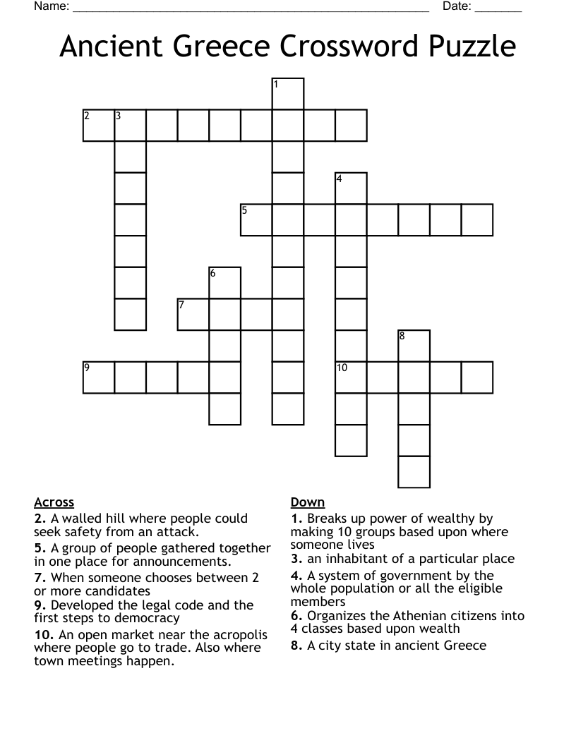Ancient Greece Crossword Puzzle - WordMint