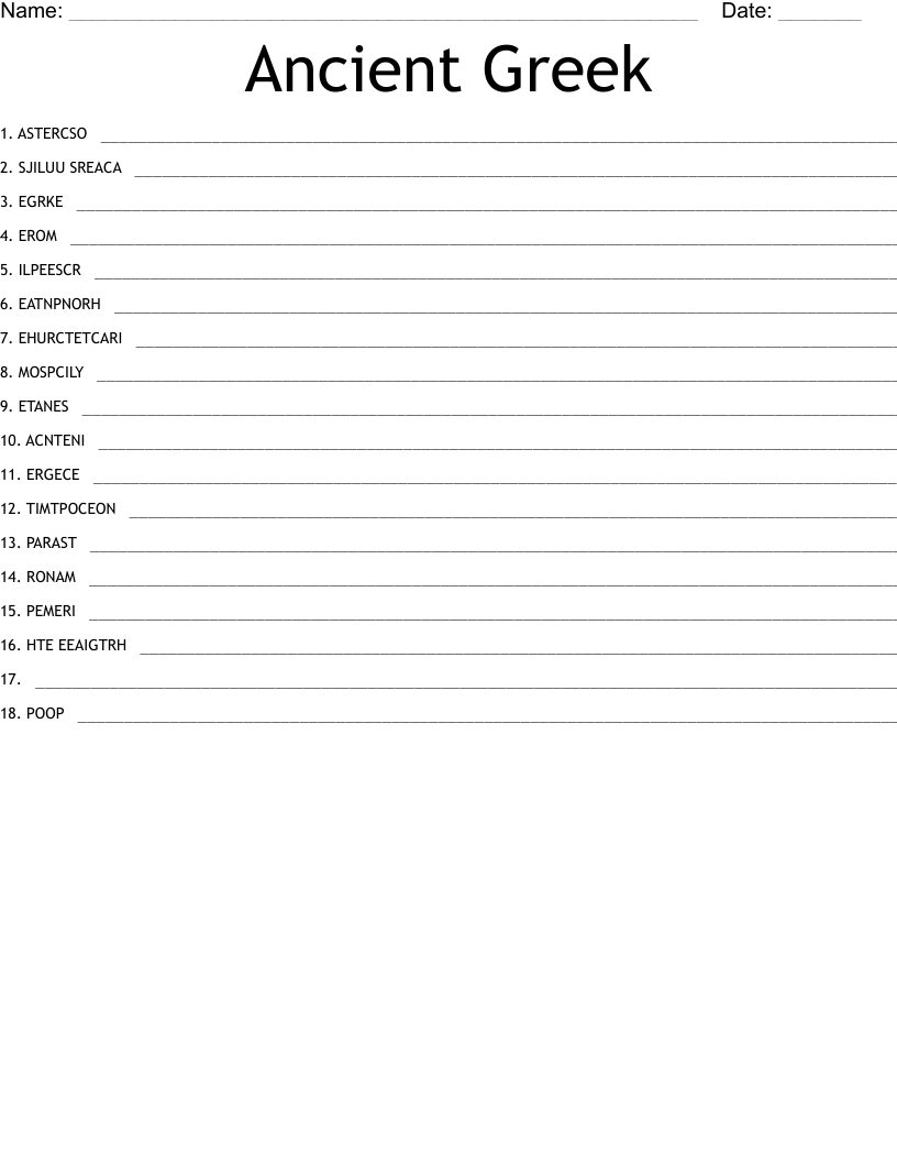 Ancient Greek Word Scramble - WordMint