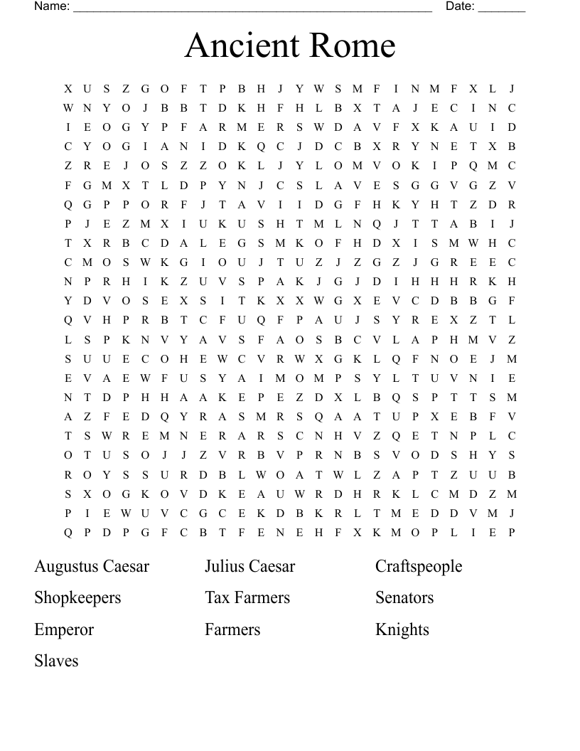Ancient Rome Word Search - WordMint
