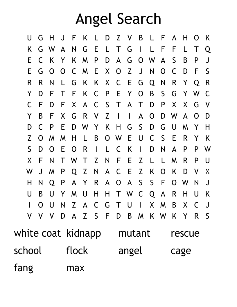 Angel Search Word Search - WordMint