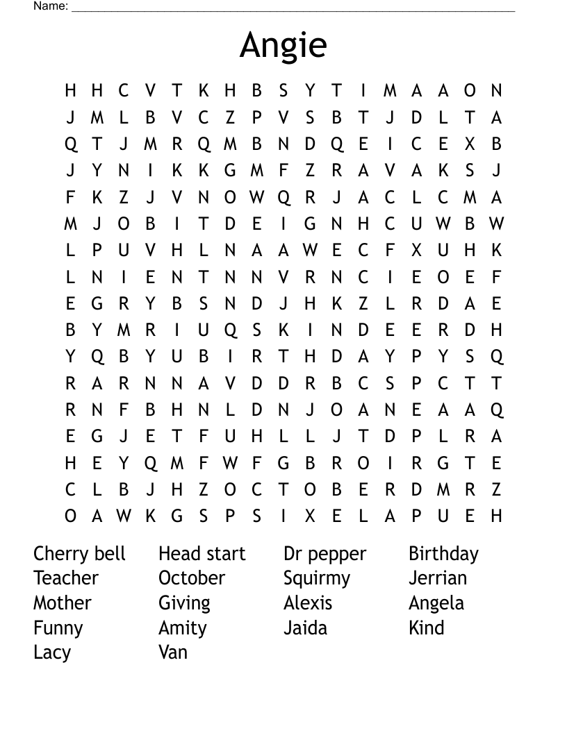 Angie Word Search - WordMint