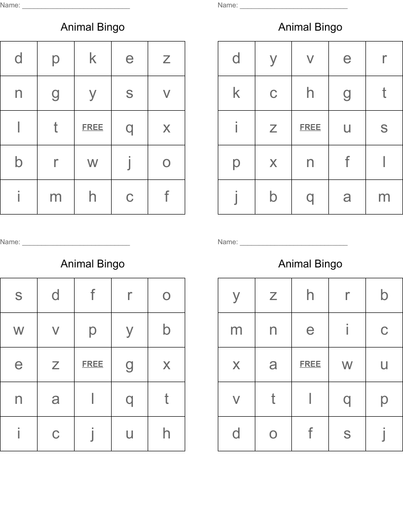 Animal Bingo - WordMint