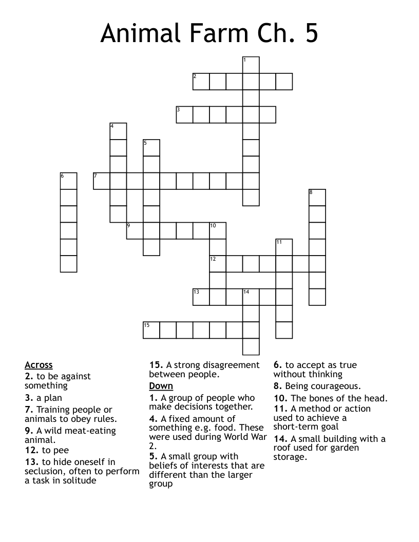 Animal Farm Ch. 5 Crossword - WordMint