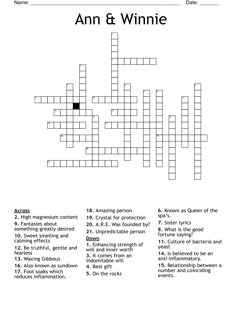 Ann & Winnie Crossword - WordMint