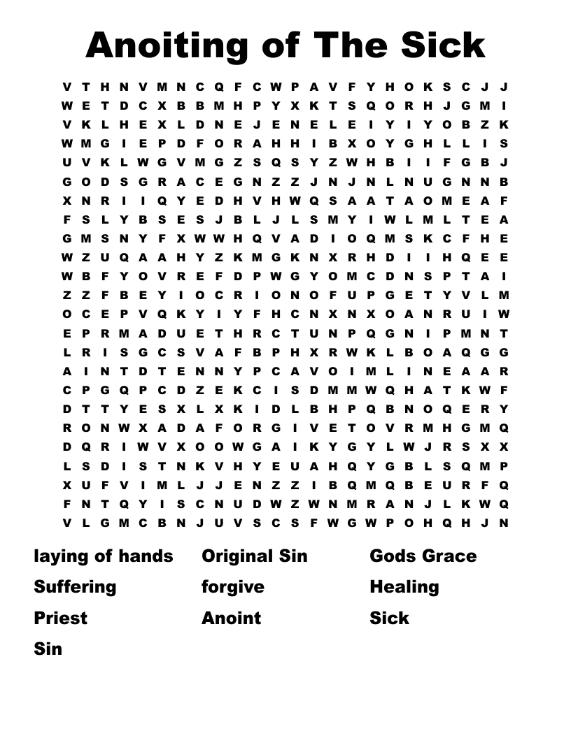 Anoiting of The Sick Word Search - WordMint