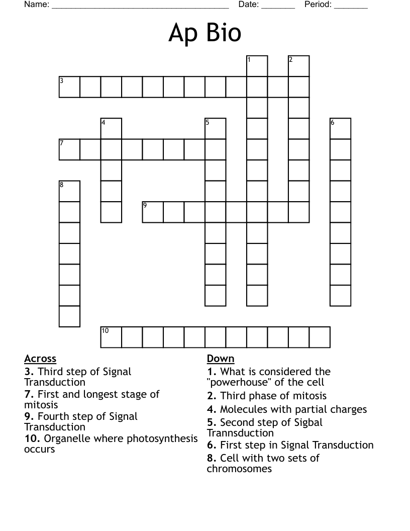 Ap Bio Crossword - WordMint