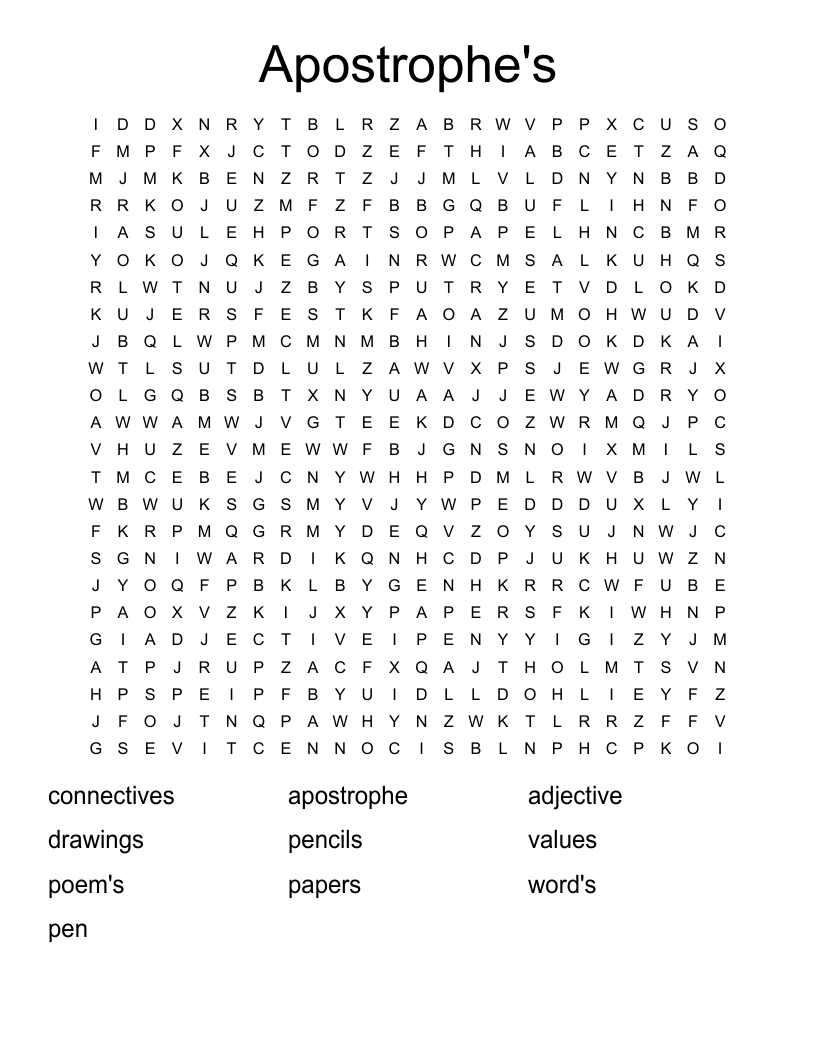 Apostrophe's Word Search - WordMint
