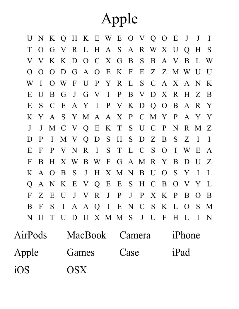 Apple Word Search WordMint