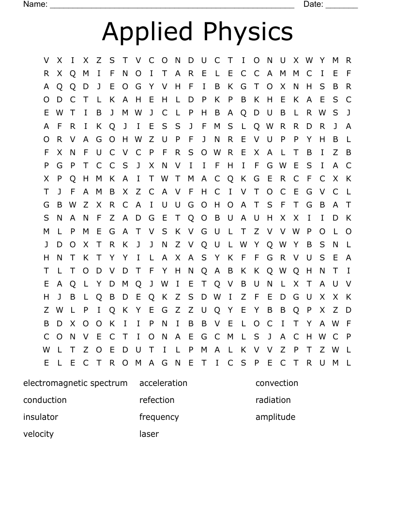 Applied Physics Word Search - WordMint