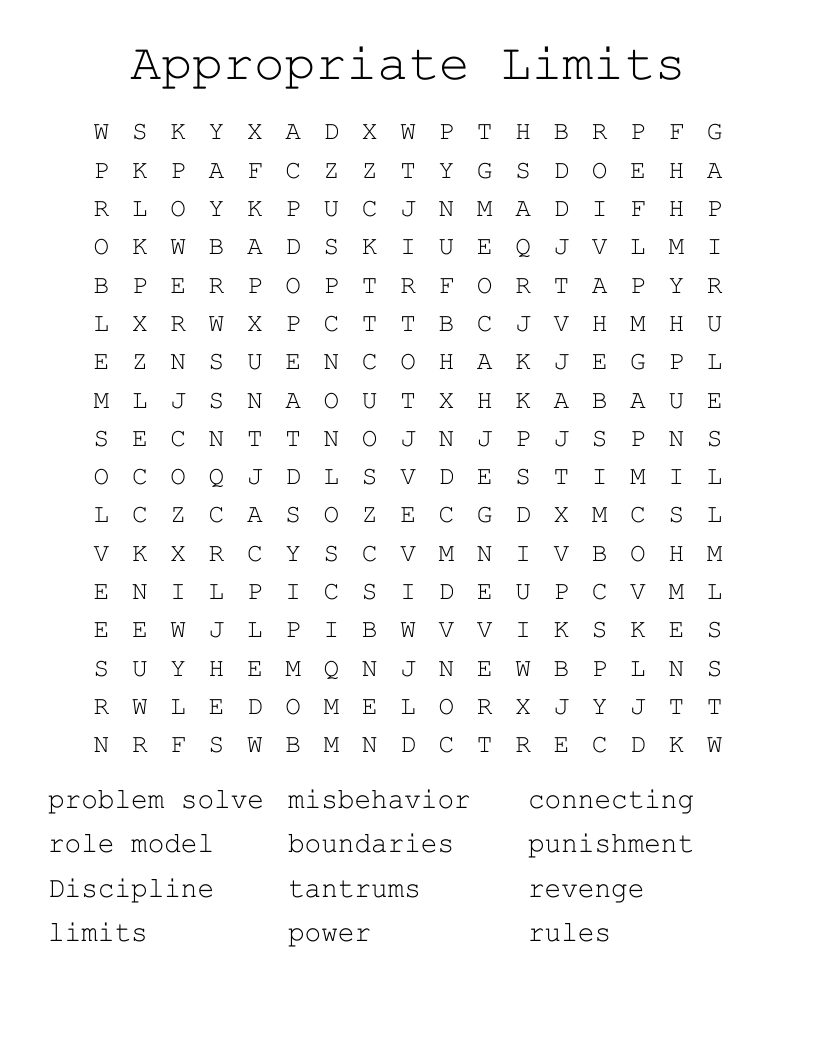Appropriate Limits Word Search - WordMint