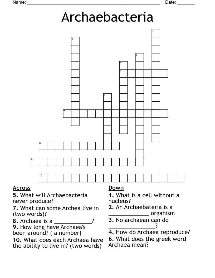 Archaebacteria Crossword - WordMint