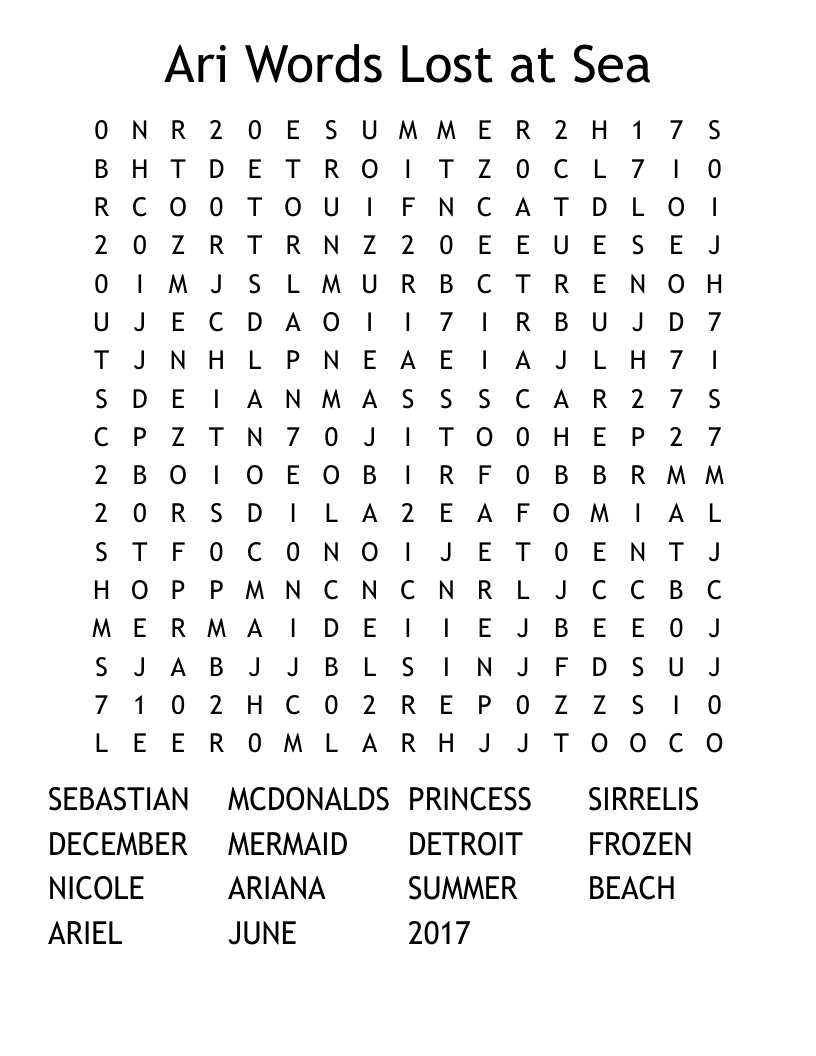 Ari Words Lost at Sea Word Search - WordMint
